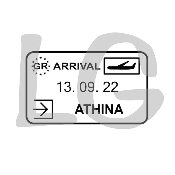 Athens Passport Stamp Athina Customs Stamp Greece Stamp - Etsy