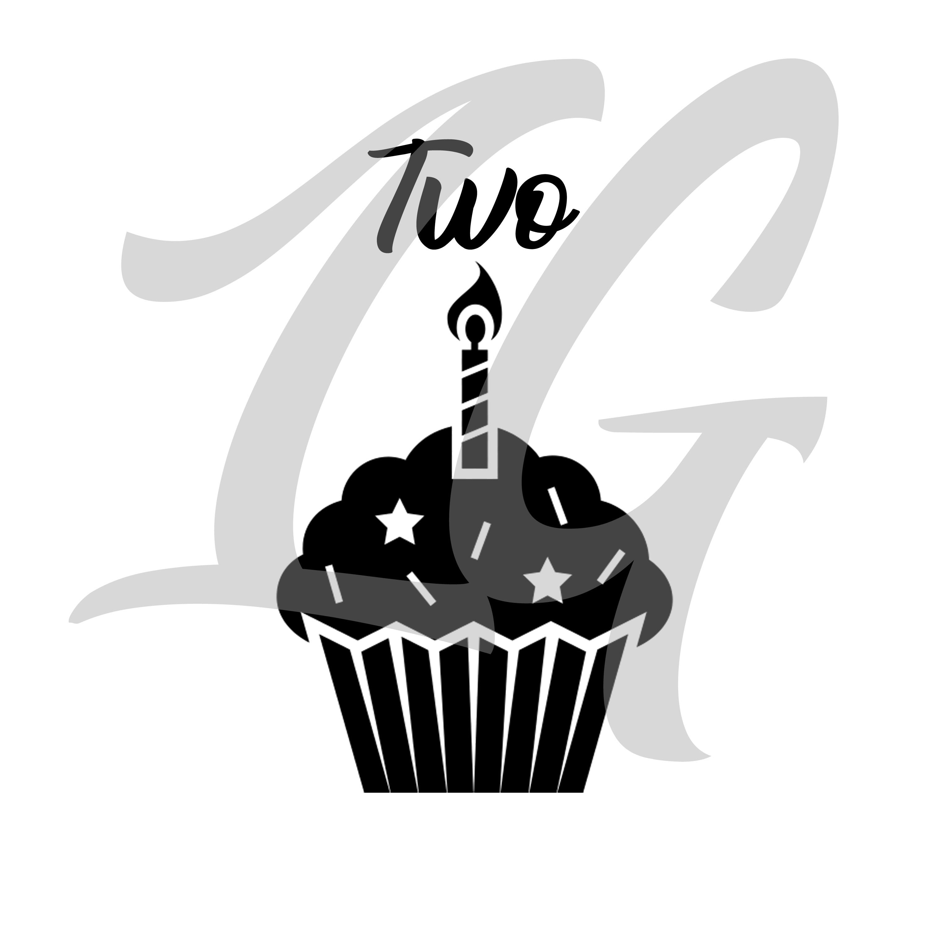 Second Birthday svg cupcake svg two svg birthday cupcake | Etsy