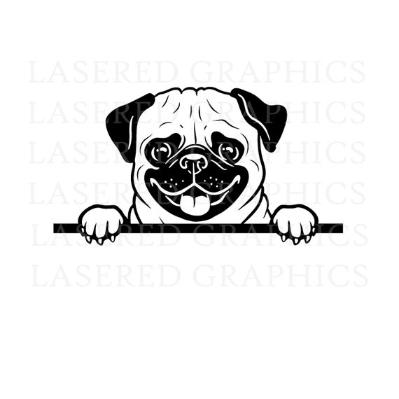 Pug Svg Pug Clipart Dog Svg Peeking Dog svg png eps | Etsy