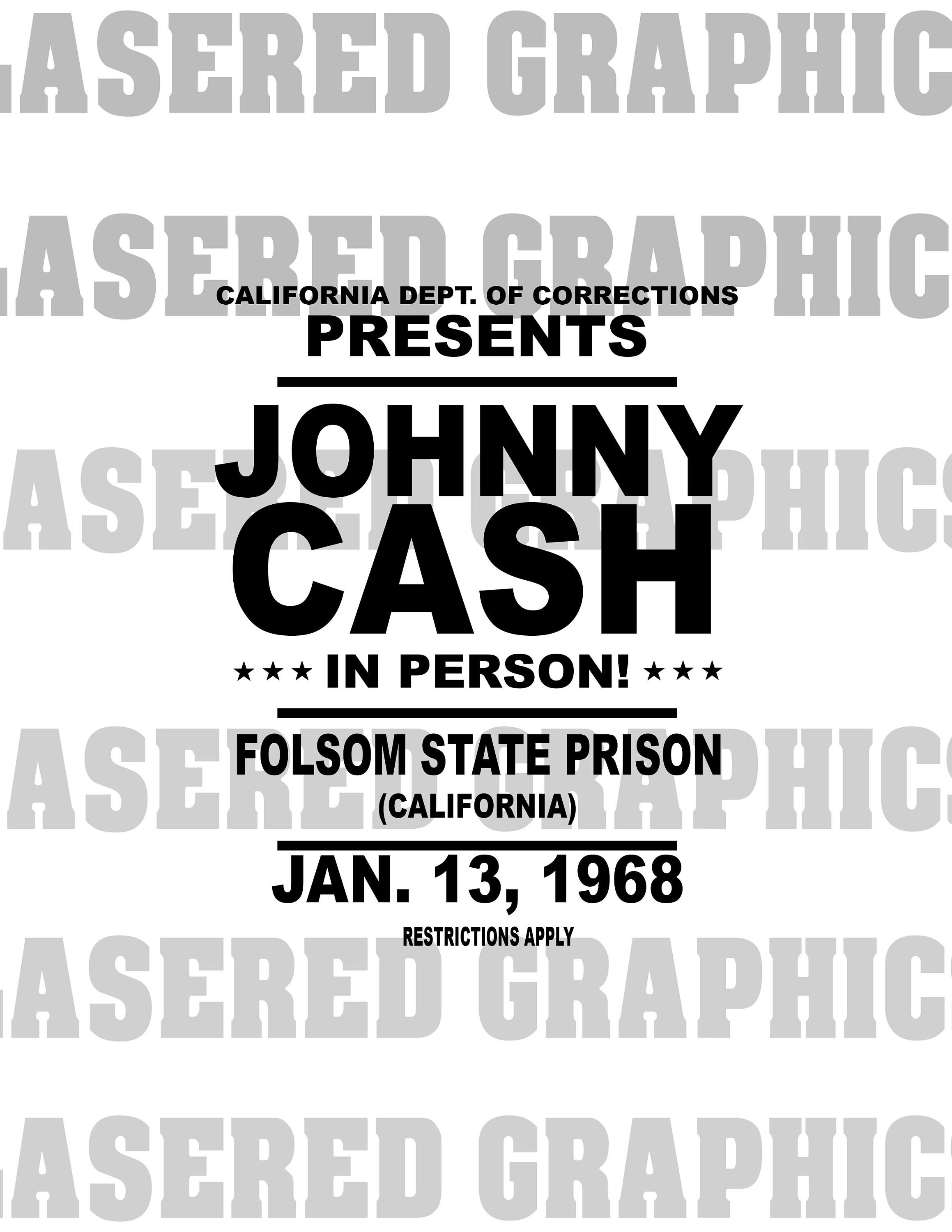 Johnny Cash Svg Jonny Cash Concert Poster Design Folsom - Etsy