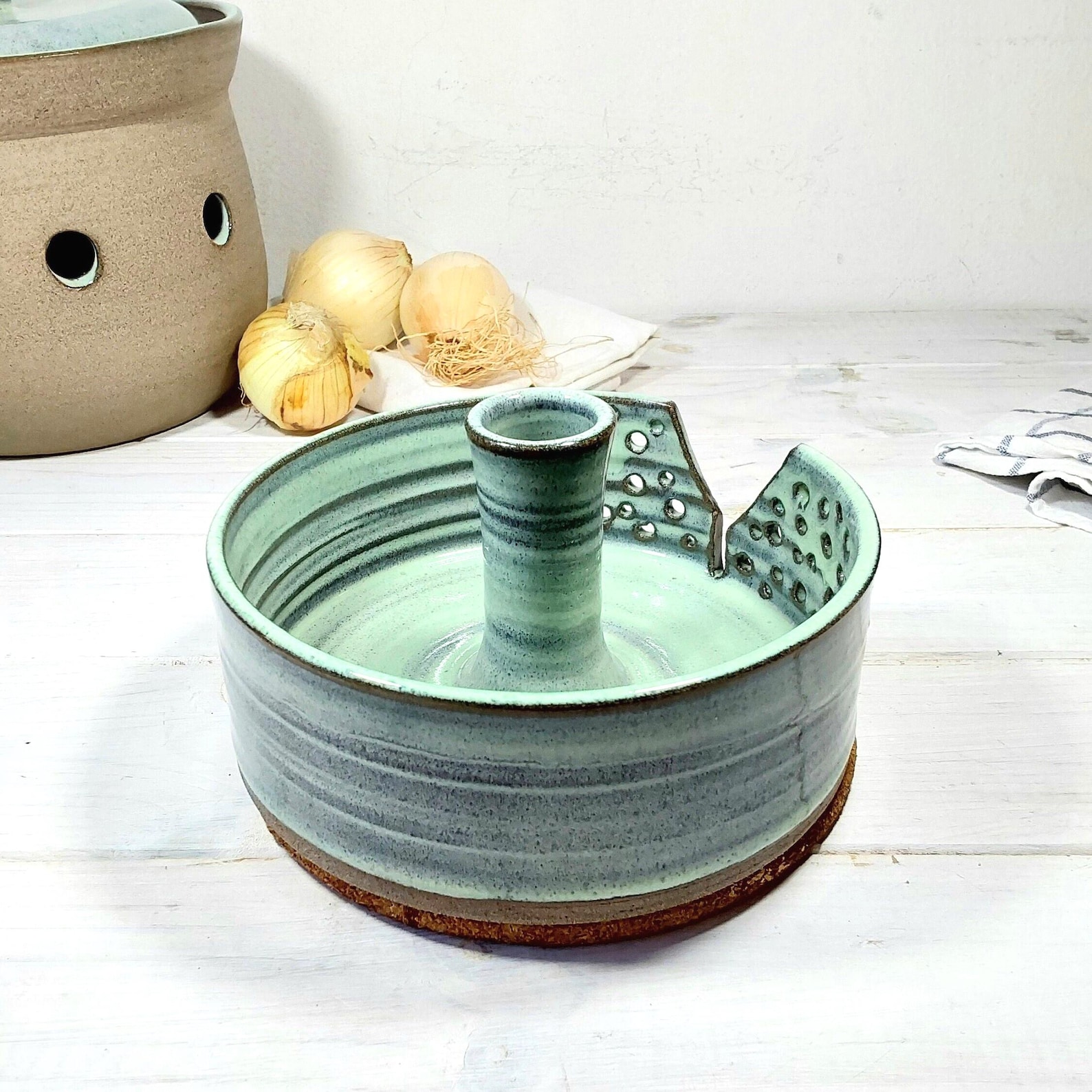 4.5" Light Blue or Green Ceramic Paper Towel Holder, Handmade Free ...