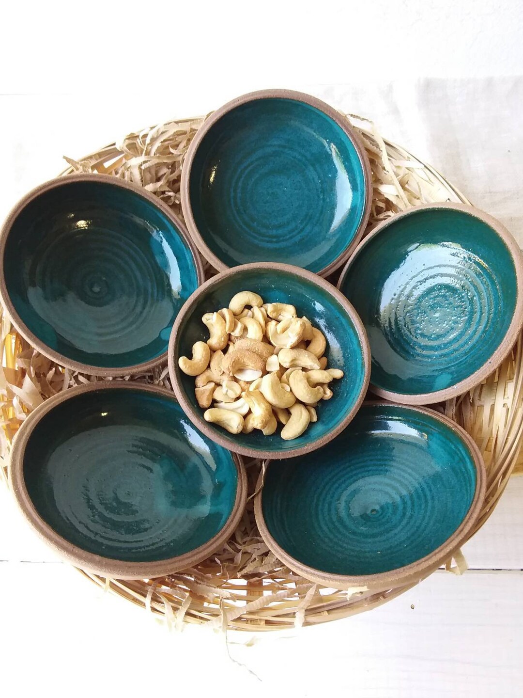 ONE or a Set of TWO or FOUR Tapas Bowls, Dark Turquoise Ceramic Tapas ...