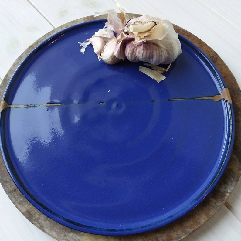 Ceramic Dinner Plate Blue Ceramic Plate Blue Pottery | Etsy