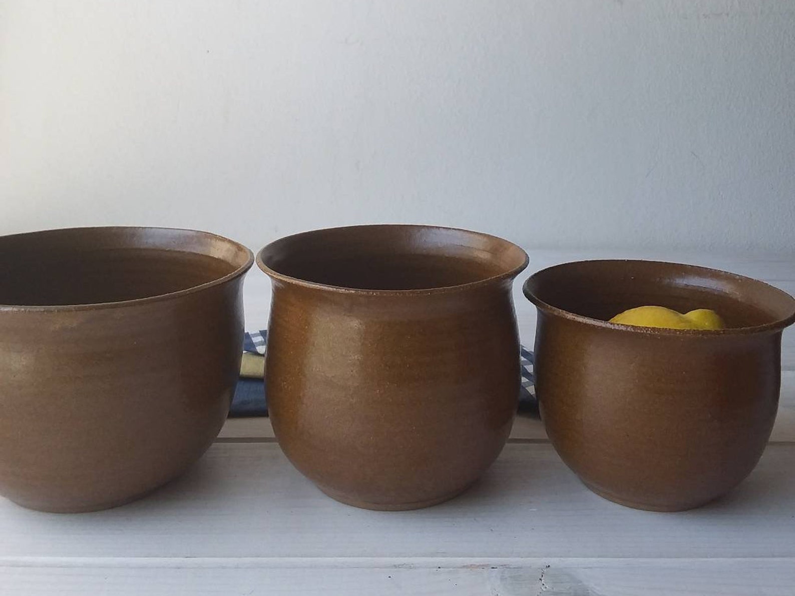 Brown Ceramic Bowls SET OF THREE Bowls Brown Pottery Modern | Etsy
