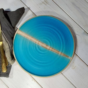 Turquoise Ceramic Plate, Rustic Pottery, Modern Pottery, Ceramic ...