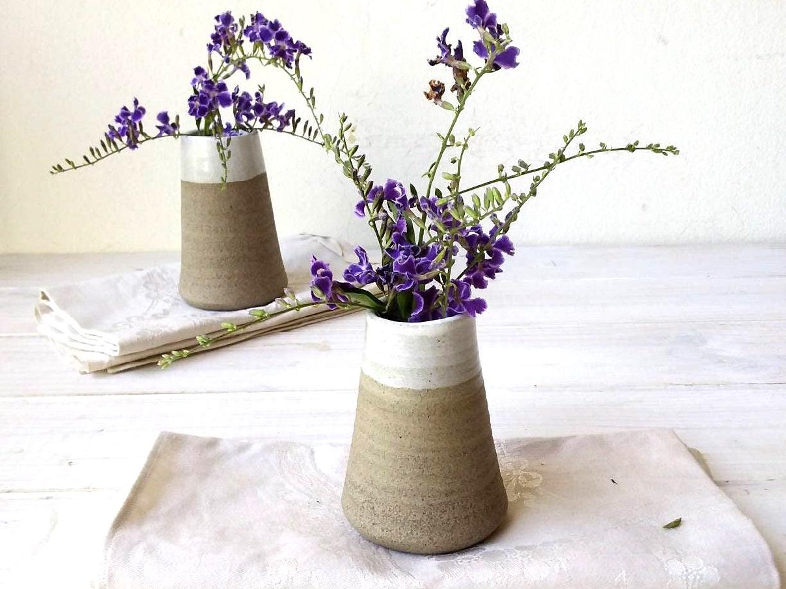 Gray and White Ceramic Vase, Modern Gray Pottery Vase, Handmade ...