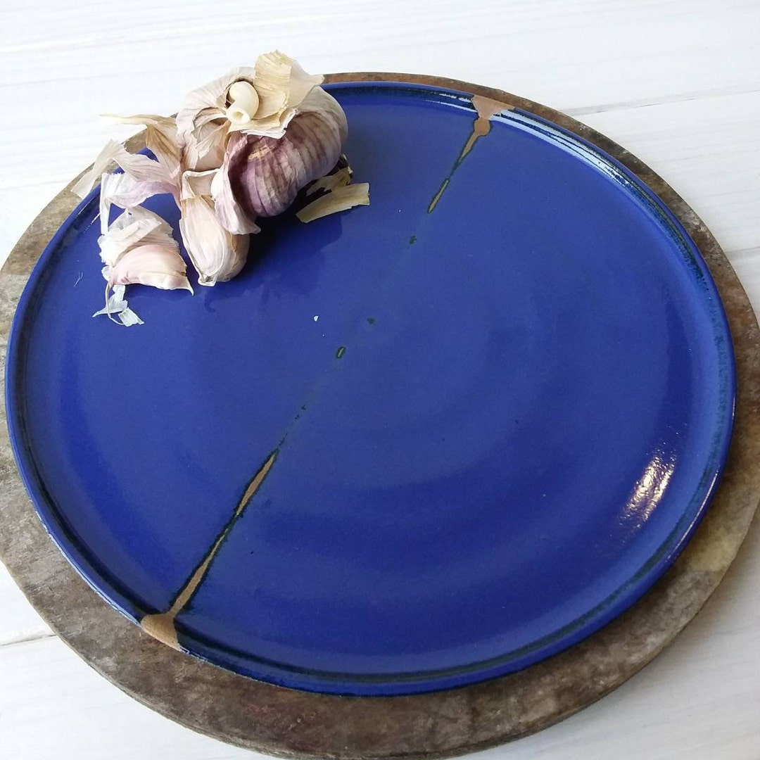 Ceramic Dinner Plate, Blue Ceramic Plate, Blue Pottery, Pottery Dinner ...