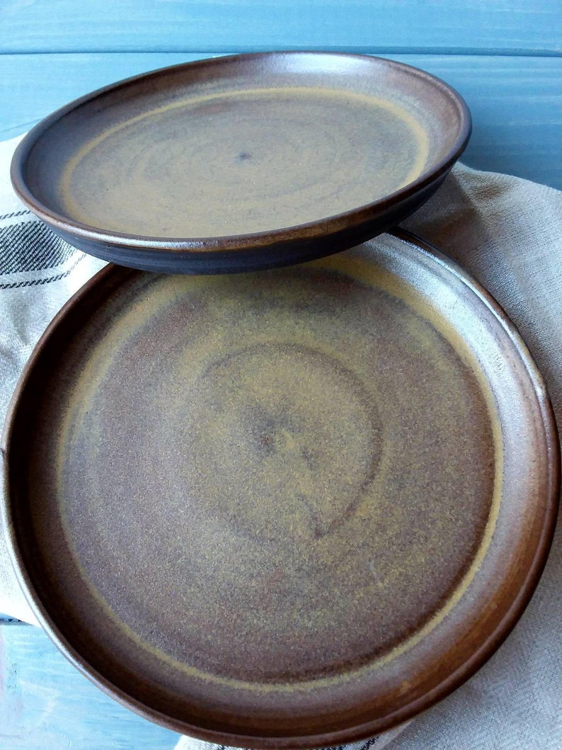 Ceramic Cake Plate Rustic Brown Plate Snack Plate Snack | Etsy