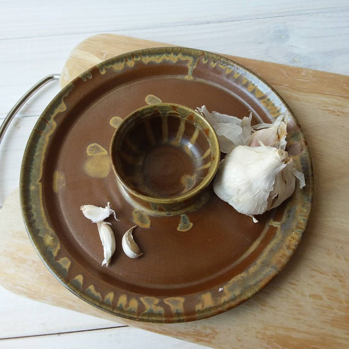 Ceramic Chip and Dip Bowl Dip and Snack Dish Apple and Honey - Etsy