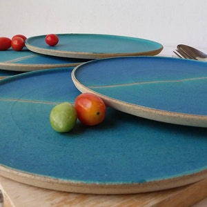 Turquoise Ceramic Plate, Rustic Pottery, Modern Pottery, Ceramic ...