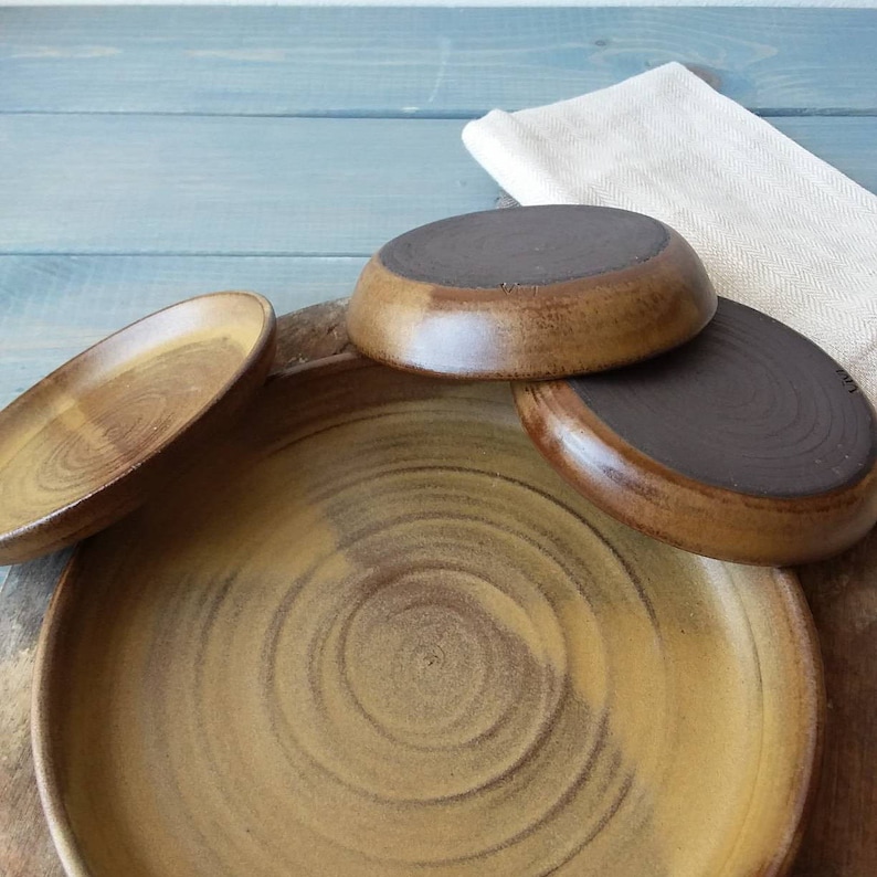 Rustic Pottery, Modern Pottery, Bronze Ceramic Plate, Ceramic Serving ...
