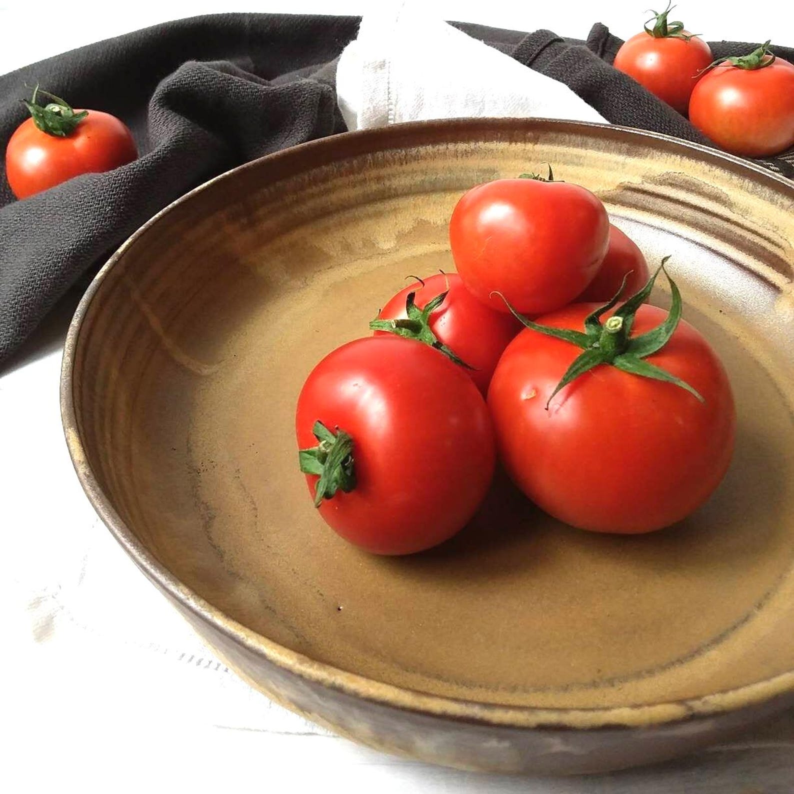 Bronze & Black Ceramic Serving Bowl, Modern Ceramic Salad Bowl - Etsy