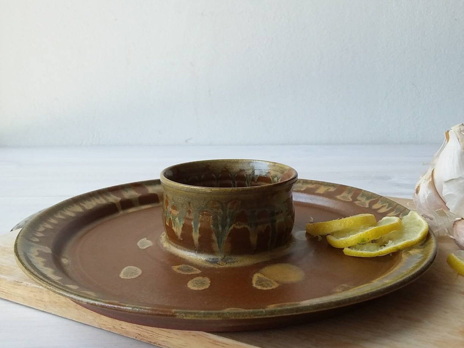 Ceramic Chip and Dip Bowl Dip and Snack Dish Apple and Honey - Etsy
