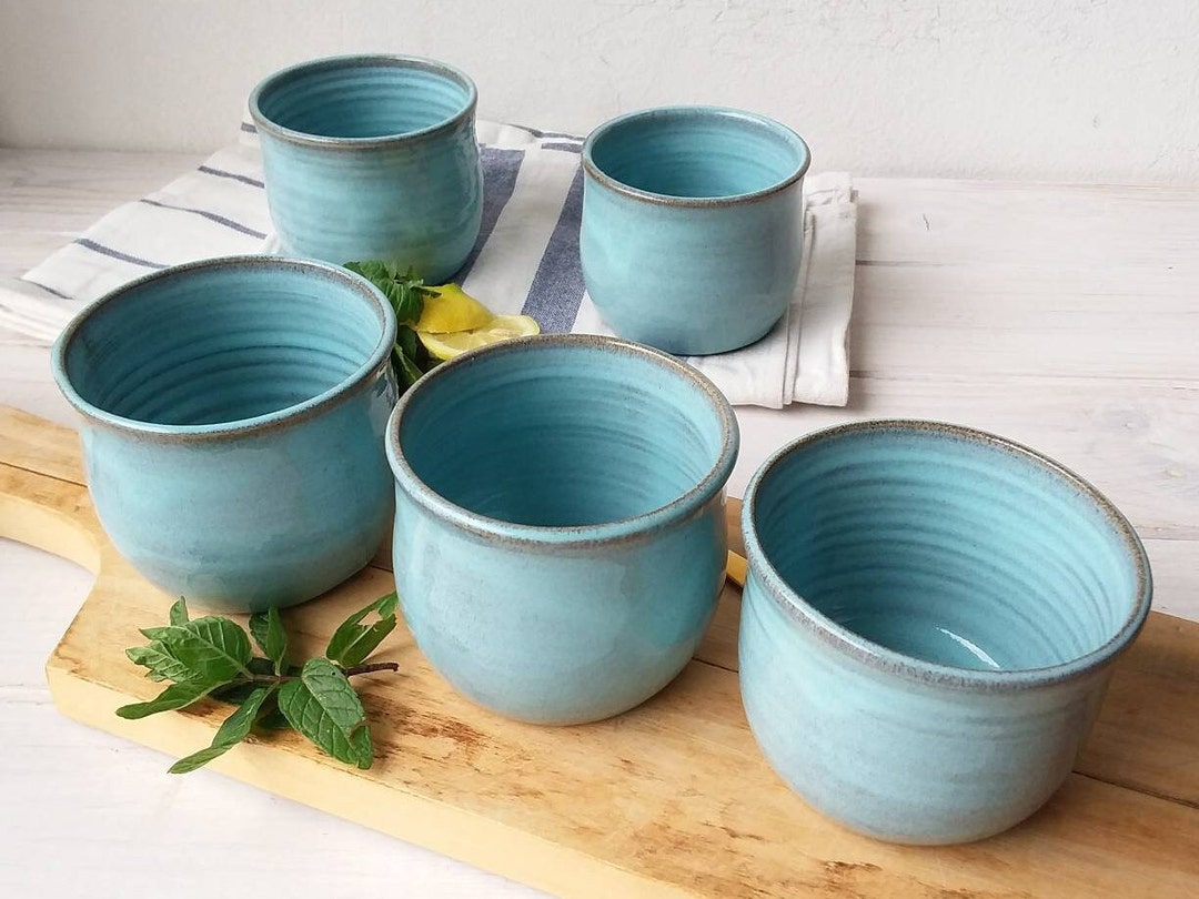 Light Blue Pottery Mug, 10 Fl. Oz. Pottery Tea Cup, ONE or SET of TWO ...