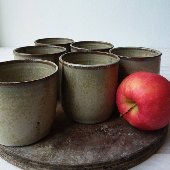 Gray Pottery Mug SET OF TWO Pottery Tea Cup Cappuccino Cup | Etsy