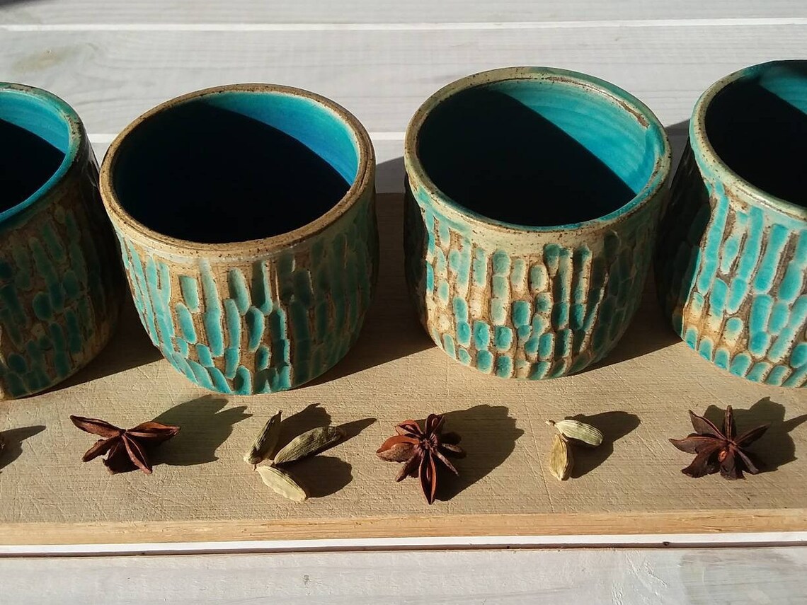 Turquoise Pottery Mug Pottery Tea Cup Cappuccino Cup Rustic - Etsy