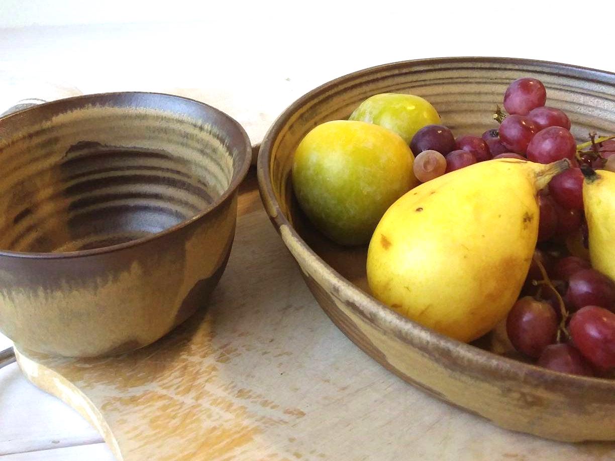 Brown & Black Ceramic Serving Bowl Set, Modern Ceramic Salad Bowl - Etsy