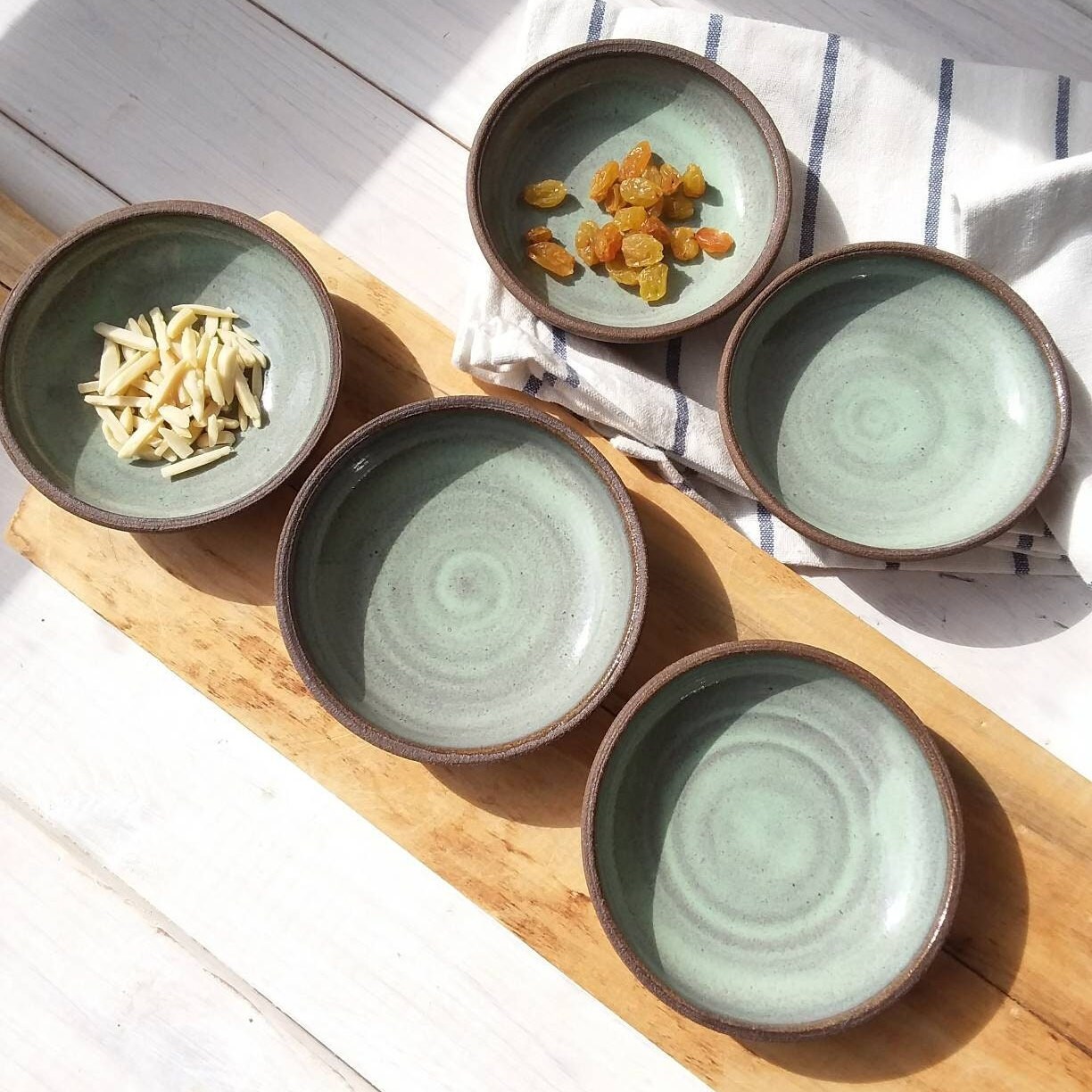 ONE or Set of TWO or THREE Tapas Bowls, Green and Brown Pottery Tapas ...
