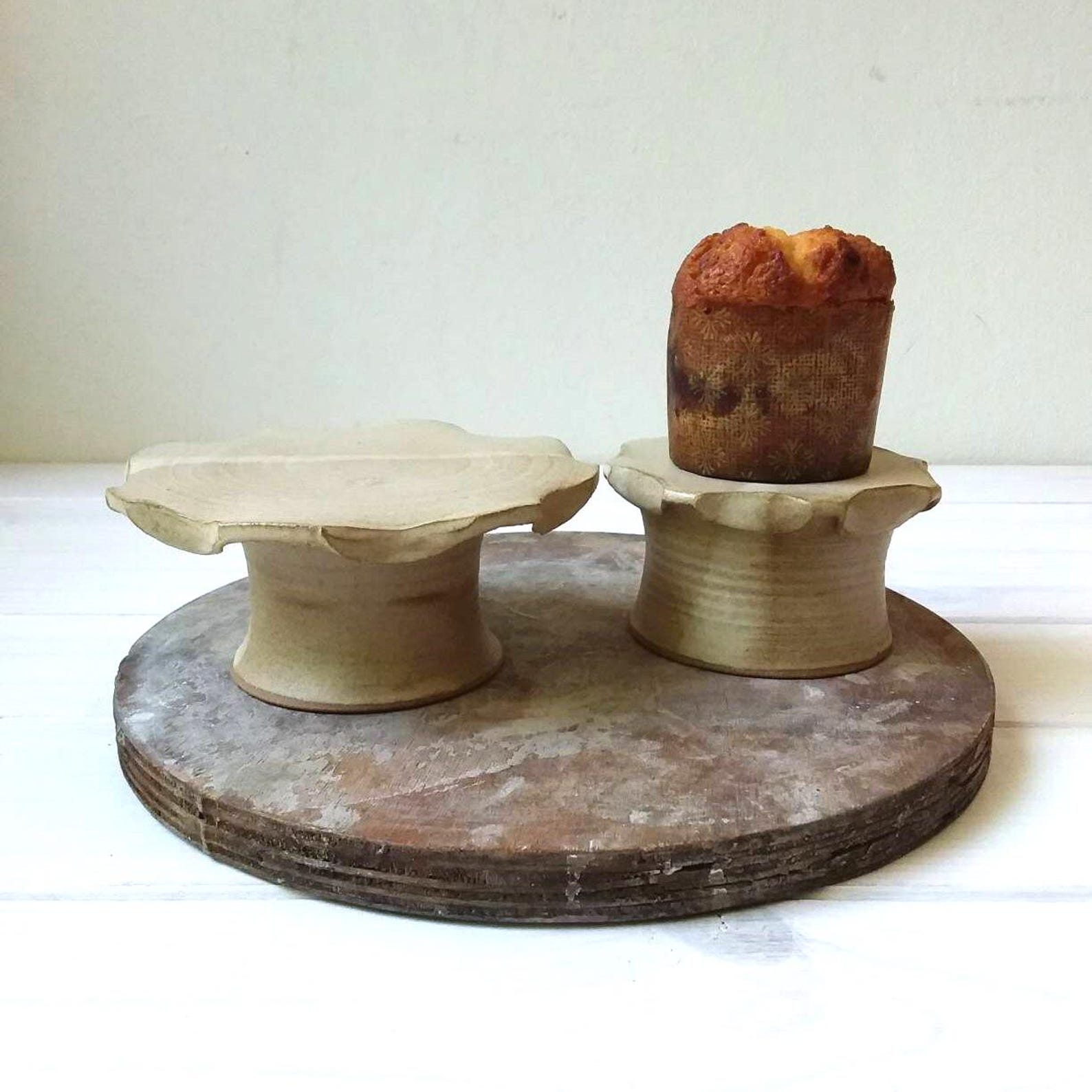 Ceramic Cupcake Stand, Pottery Cupcake Stand, Small Cake Stand, Muffin ...