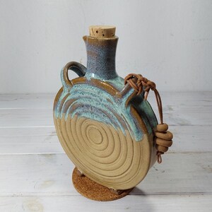 10 Fl. Oz. Brown and Green Ceramic Flask, Unique Collectors Bottle ...