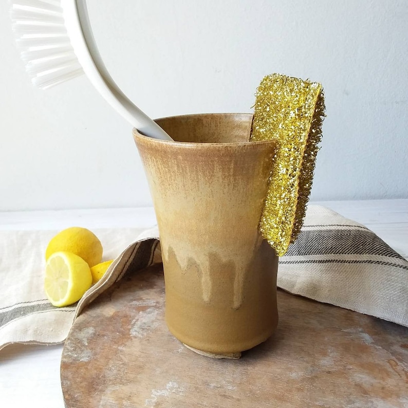 White Kitchen Sponge and Brush Holder Brown Rustic Scouring - Etsy