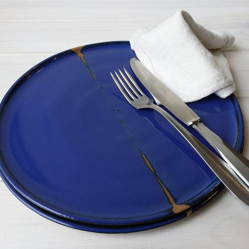 Ceramic Dinner Plate, Blue Ceramic Plate, Blue Pottery, Pottery Dinner ...