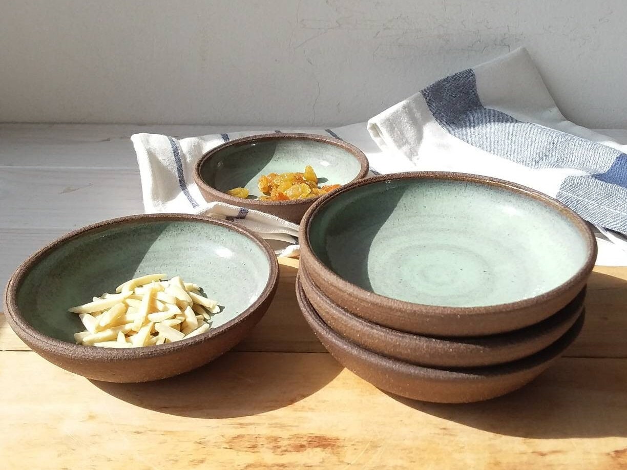 ONE or Set of TWO or THREE Tapas Bowls, Green and Brown Pottery Tapas ...