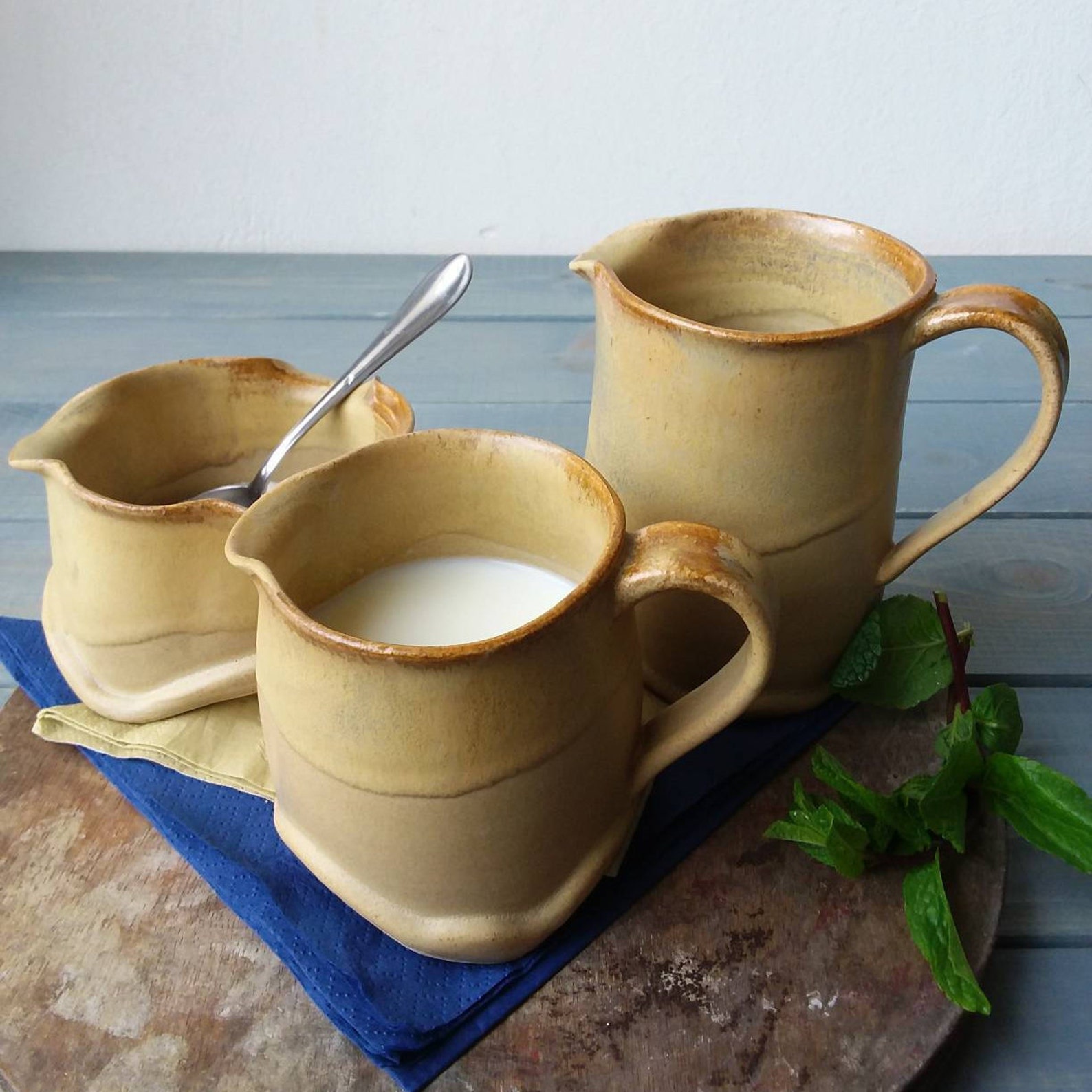 Pottery Creamer Set Cream and Sugar Set Sugar and Milk Set - Etsy