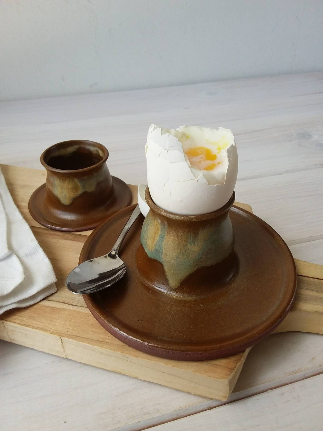 Ceramic Egg Cup With Plate, Handmade Soft Boiled Egg Cup - Etsy