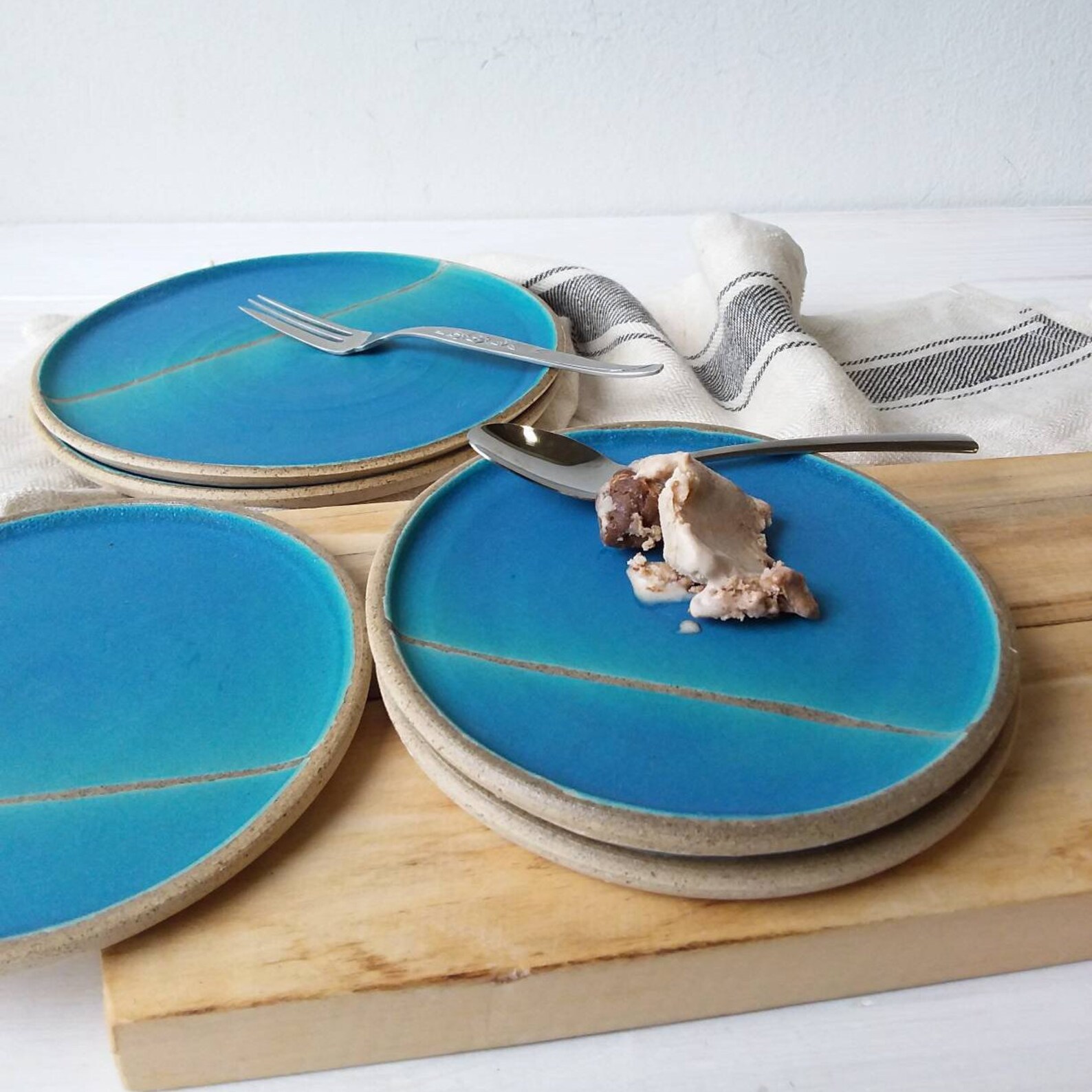 Cupcake Plate Ceramic Cake Plate Turquoise Plate Beige - Etsy