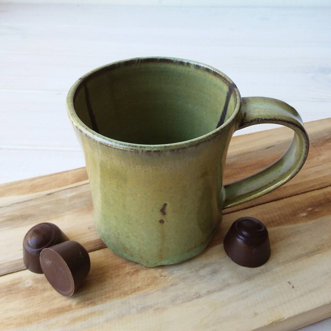 Green Pottery Mug Handmade Mug Green Ceramic Mug 12 Oz | Etsy