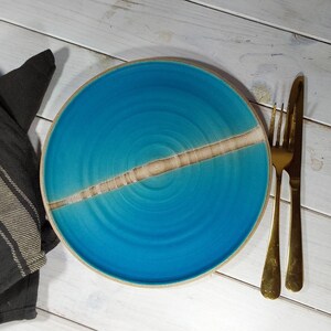 Turquoise Ceramic Plate, Rustic Pottery, Modern Pottery, Ceramic ...
