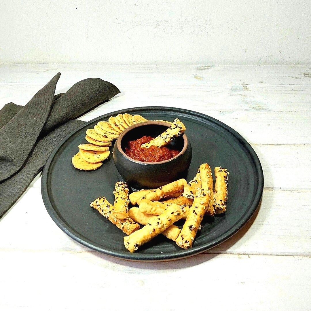 Large Relish Dish With Attached Bowl, Ceramic Chip and Dip Serving Set ...