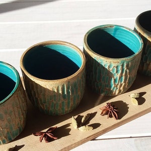Turquoise Pottery Mug Pottery Tea Cup Cappuccino Cup Rustic | Etsy