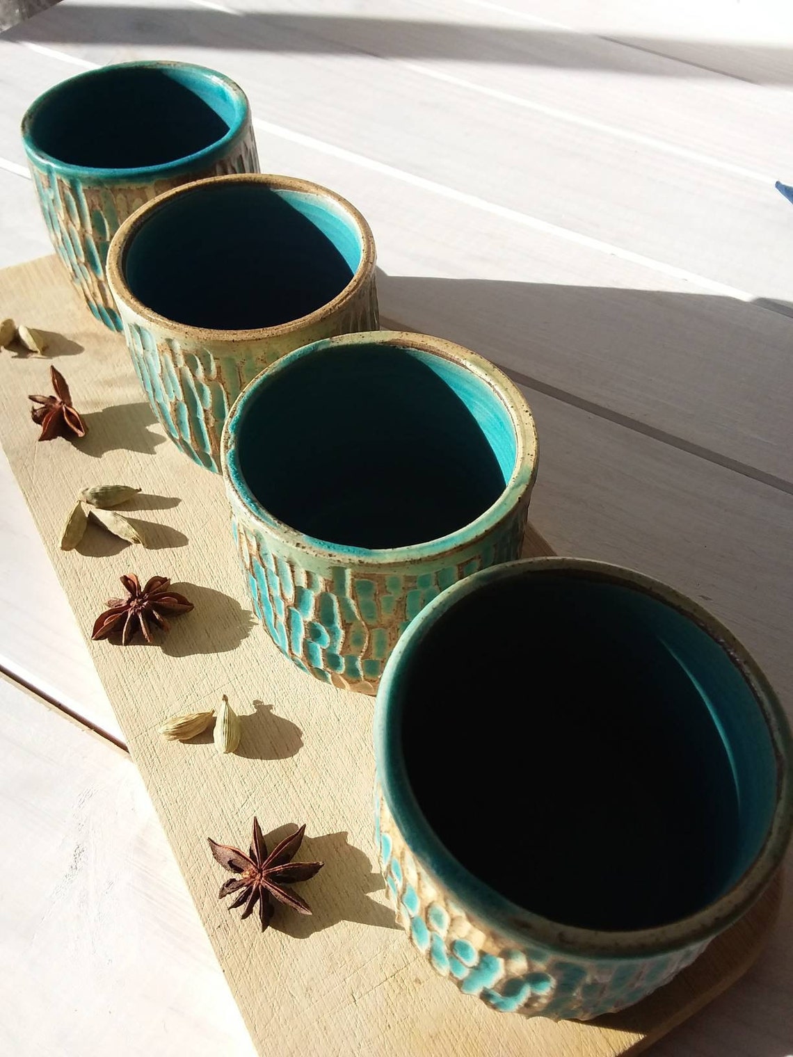 Turquoise Pottery Mug Pottery Tea Cup Cappuccino Cup Rustic - Etsy