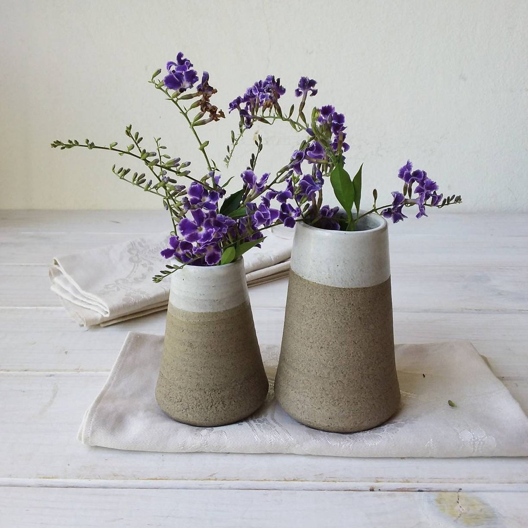 Gray and White Ceramic Vase, Modern Gray Pottery Vase, Handmade ...