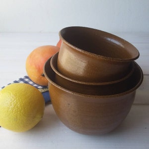 Brown Ceramic Bowls, SET OF THREE Bowls, Brown Pottery, Modern Ceramic ...
