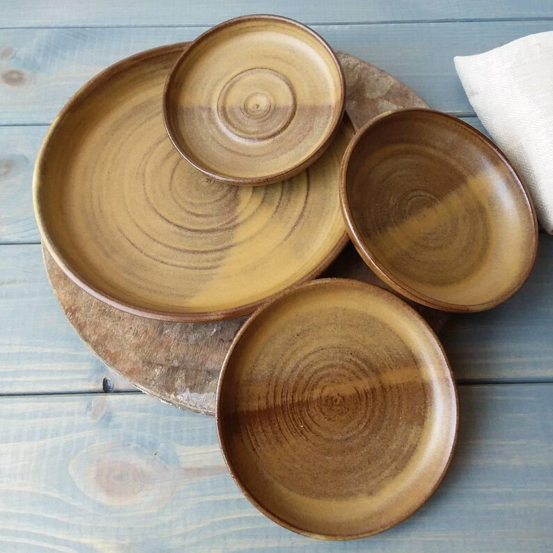 Rustic Pottery, Modern Pottery, Bronze Ceramic Plate, Ceramic Serving ...