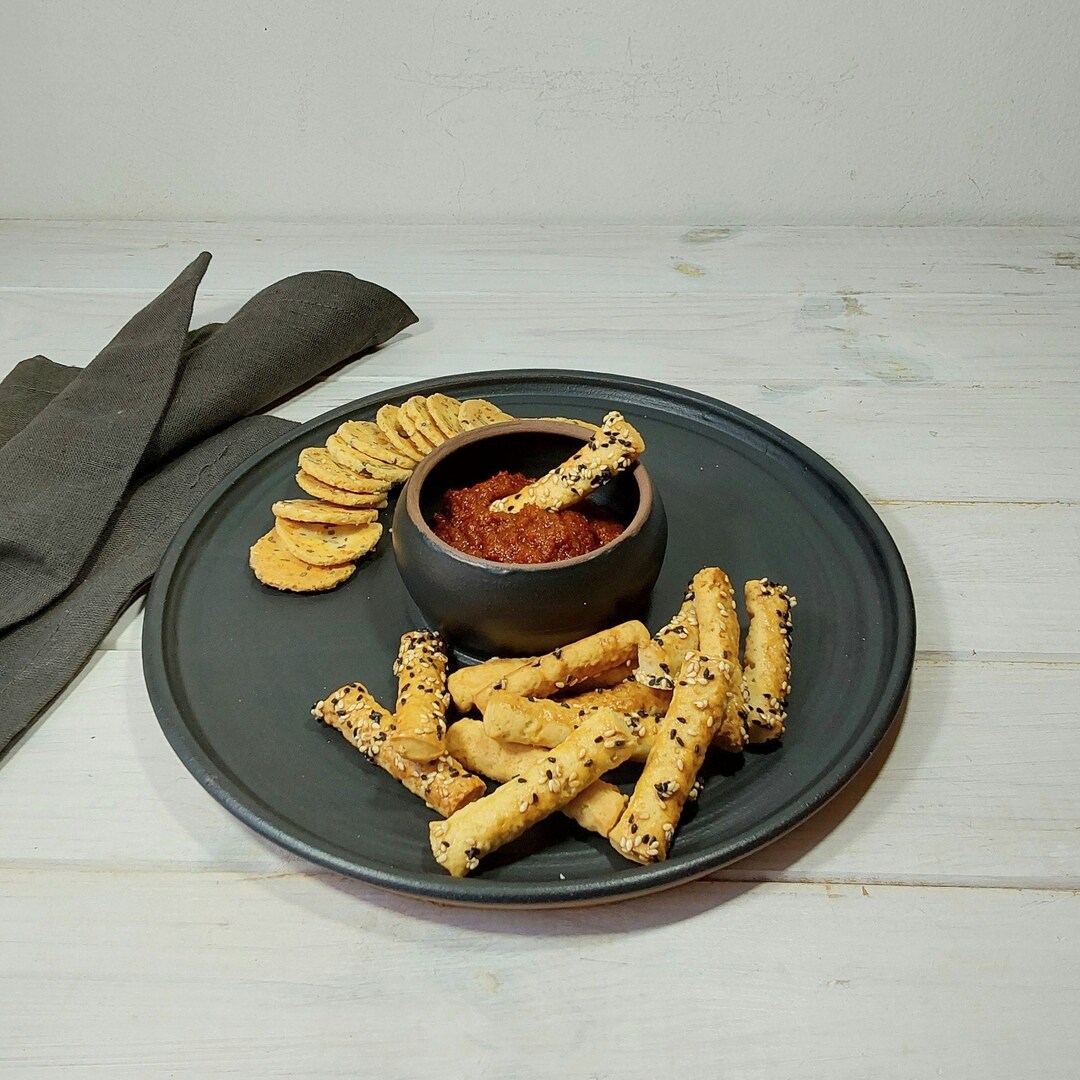 Large Relish Dish With Attached Bowl, Ceramic Chip and Dip Serving Set ...