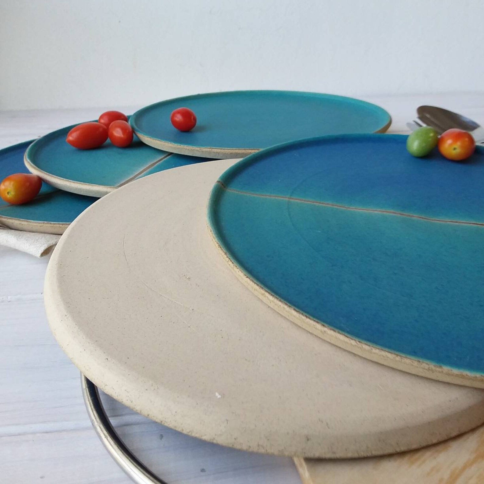 Turquoise Ceramic Plate Rustic Pottery Modern Pottery | Etsy