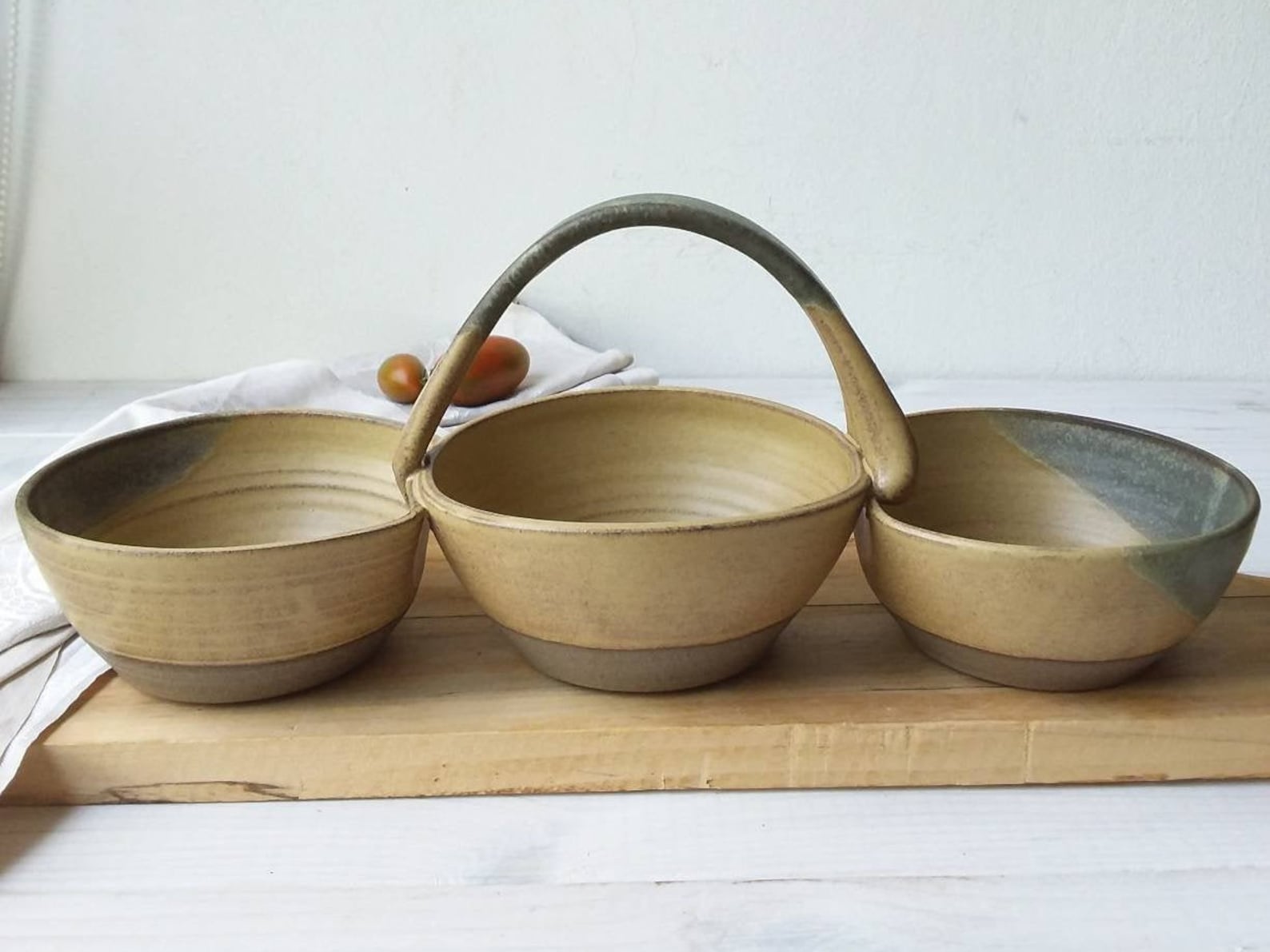 Ceramic Stoneware Serving Bowl Set 3 Joined Ceramic Bowls | Etsy