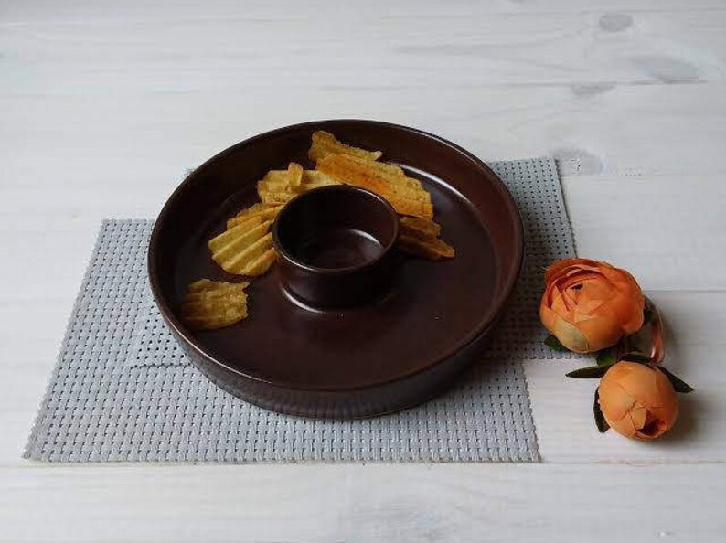 Ceramic Chip and Dip Bowl Chip Salsa Dish Pottery Serving - Etsy