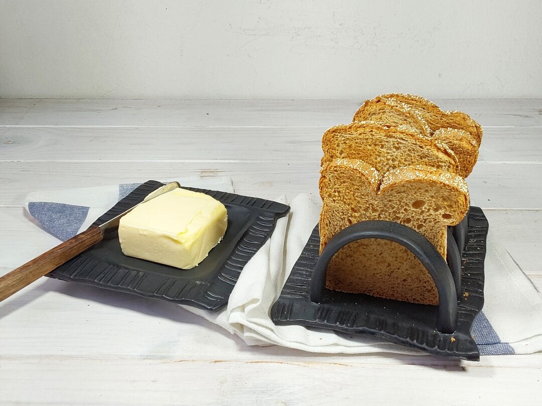Black Ceramic Toast Rack and Butter Dish Set, Modern Handmade Pottery ...