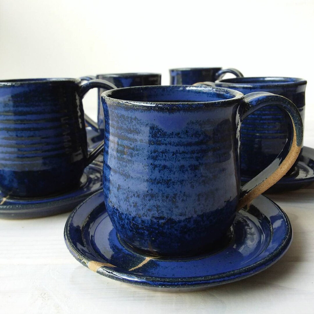 Blue Tea Cup, Ceramic Coffee Set, Ceramic Tea Cup, Blue Cup and Saucer ...