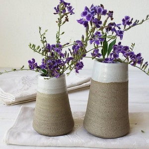 Gray and White Ceramic Vase, Modern Gray Pottery Vase, Handmade ...