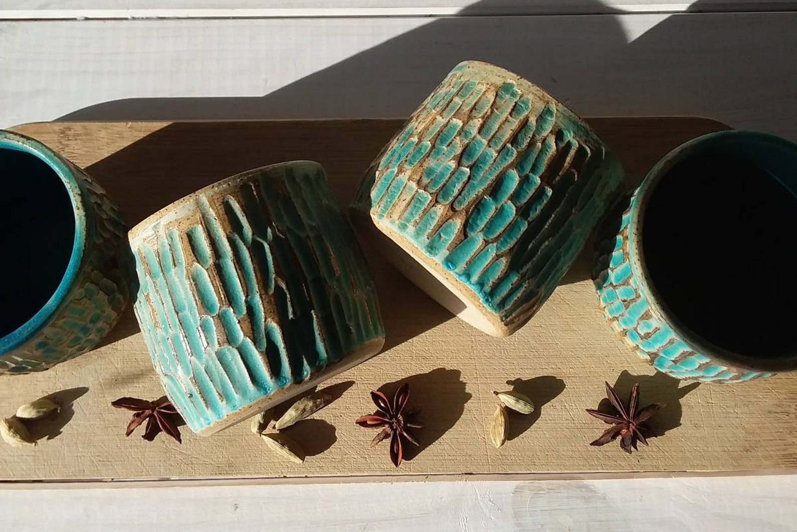 Turquoise Pottery Mug Pottery Tea Cup Cappuccino Cup Rustic | Etsy