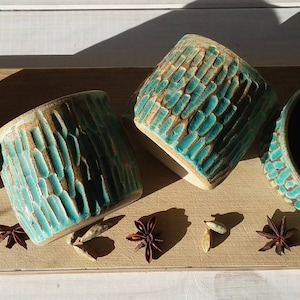 Turquoise Pottery Mug Pottery Tea Cup Cappuccino Cup Rustic | Etsy