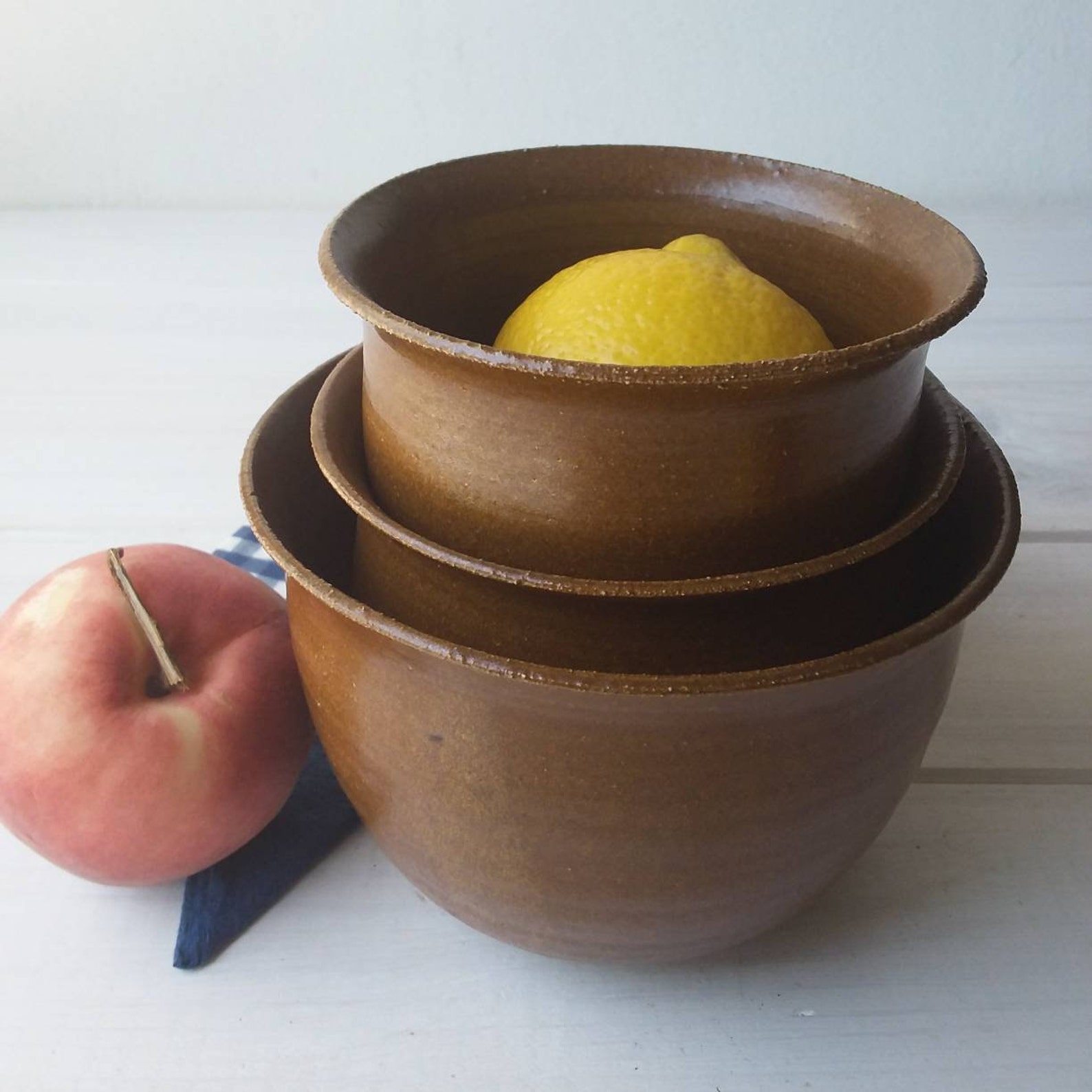 Brown Ceramic Bowls SET OF THREE Bowls Brown Pottery Modern | Etsy