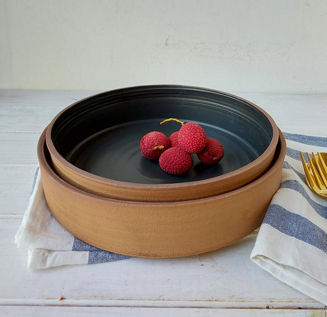 ONE or a SET of TWO Black Ceramic Oven Dishes, Nested Ceramic Baking ...
