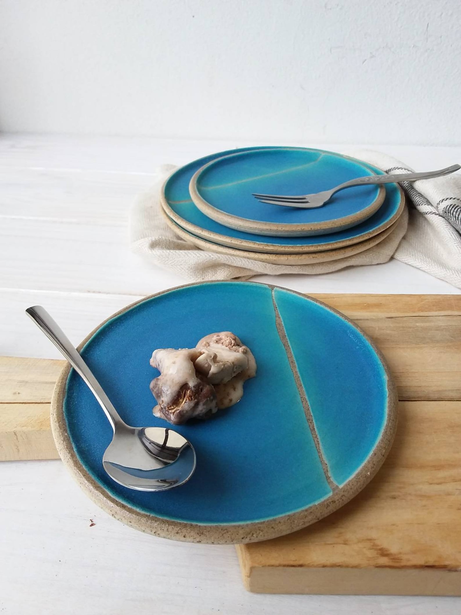 Cupcake Plate Ceramic Cake Plate Turquoise Plate Beige - Etsy